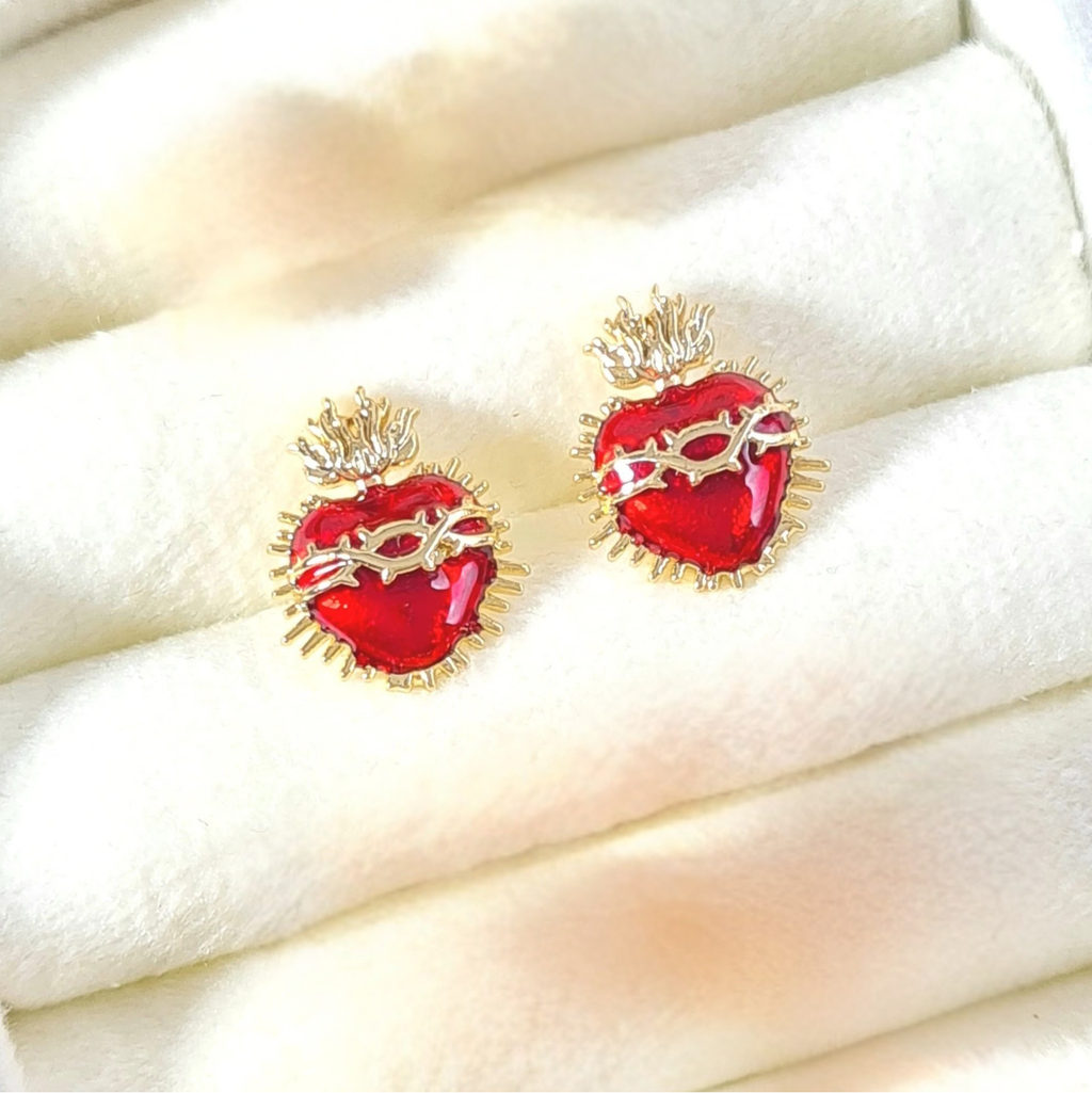 Radiant Sacred Heart Studs – Divine Praises Co.